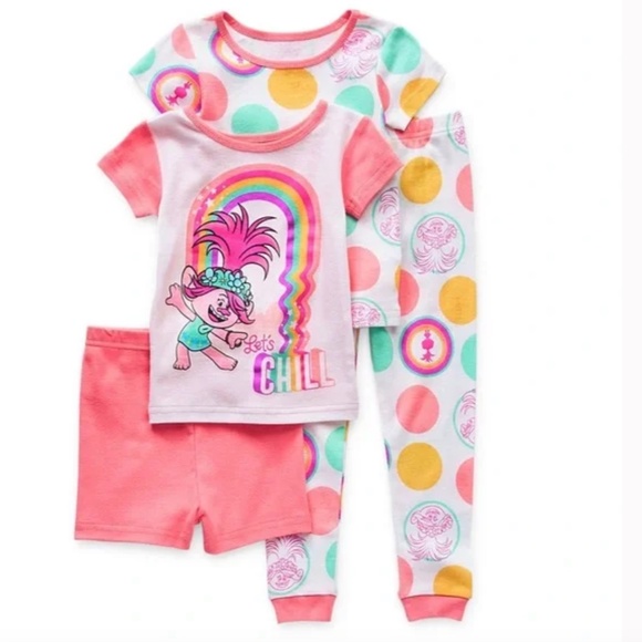 Trolls | Pajamas | New Trolls 4 Piece Pajamas Set Pjs Girls 3t 2 Sets ...
